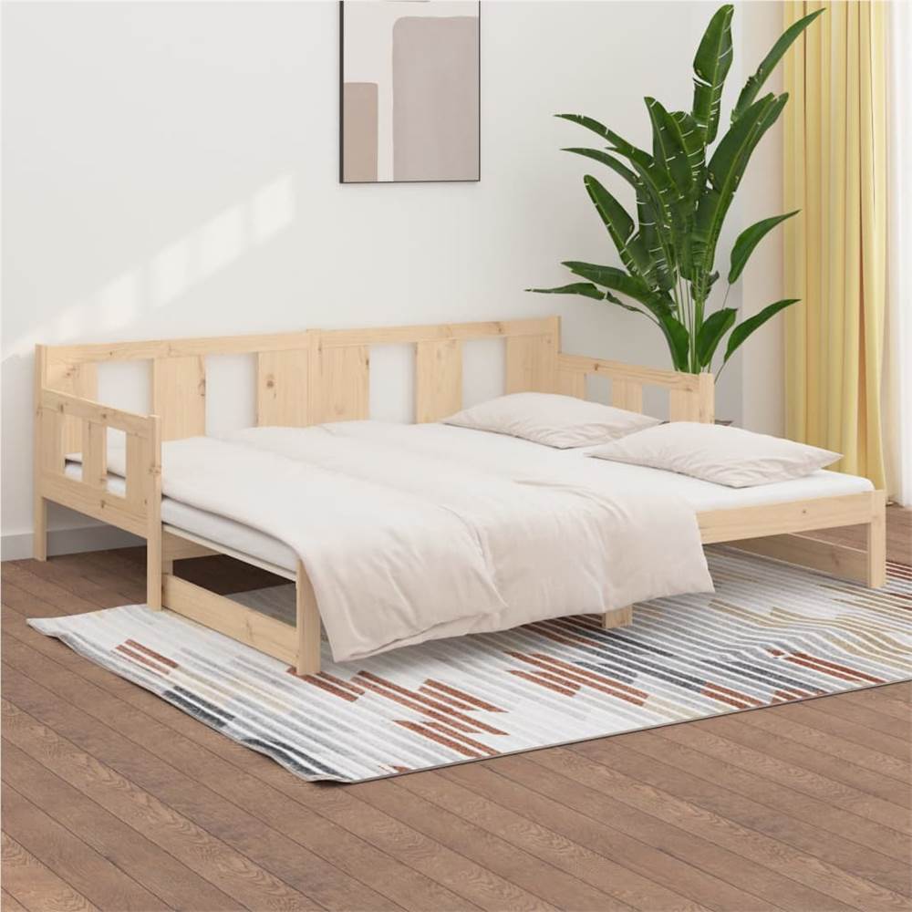 Pull-out Day Bed Solid Wood Pine 2x(90x190) cm