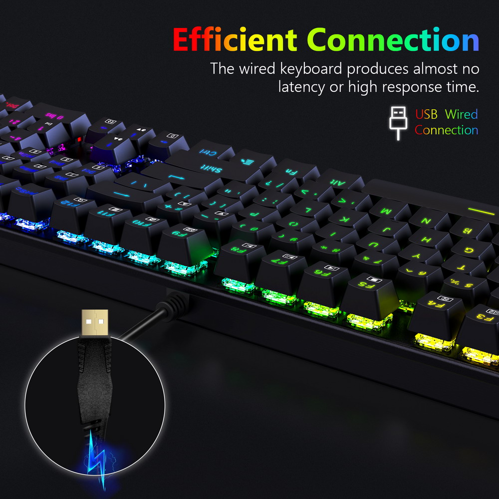 Redragon 104-Key K565-RGB Mechanical Keyboard RGB Backlit US Layout