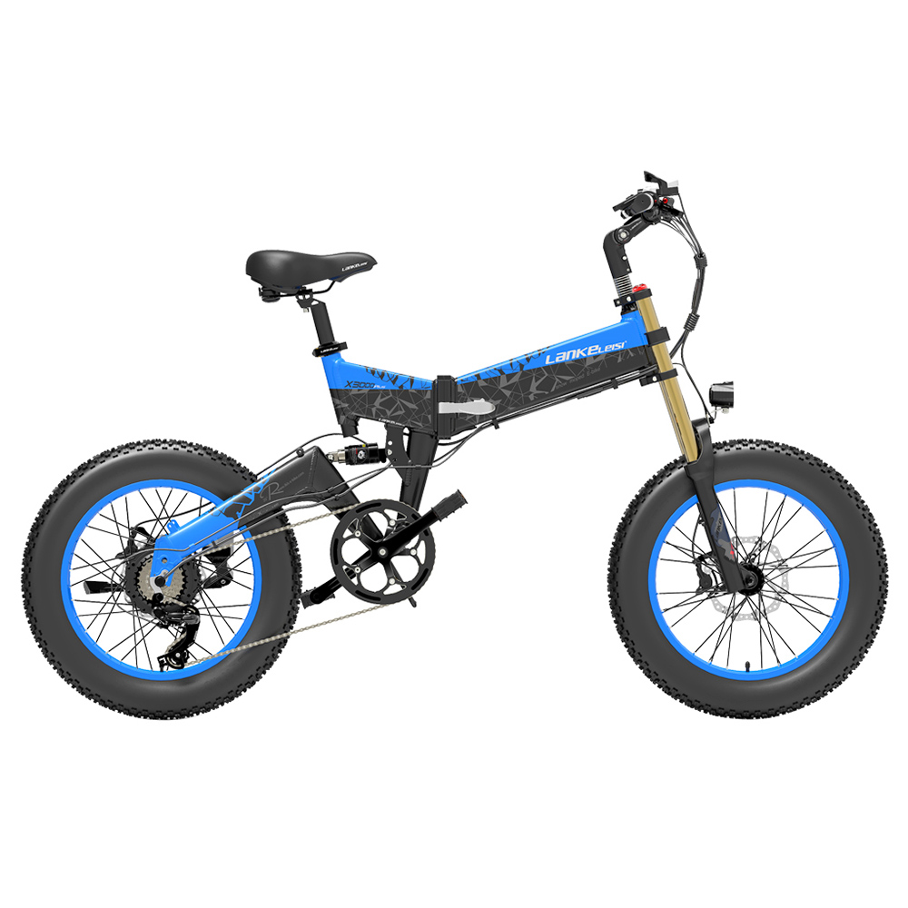 LANKELEISI X3000 Plus Electric Bike 20 Inch 1000W 43Km/h 17.5AH - Blue