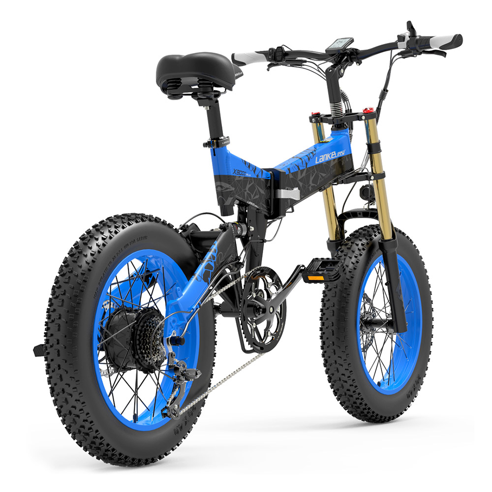 LANKELEISI X3000 Plus Electric Bike 20 Inch 1000W 43Km/h 17.5AH - Blue