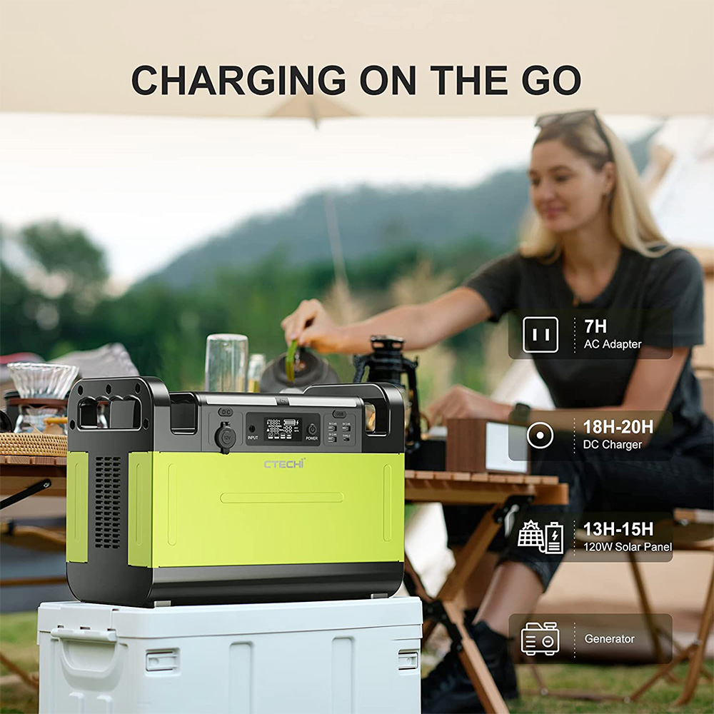 CTECHi GT1500 1500W 1210Wh Portable Power Station + 120W Solar Panel