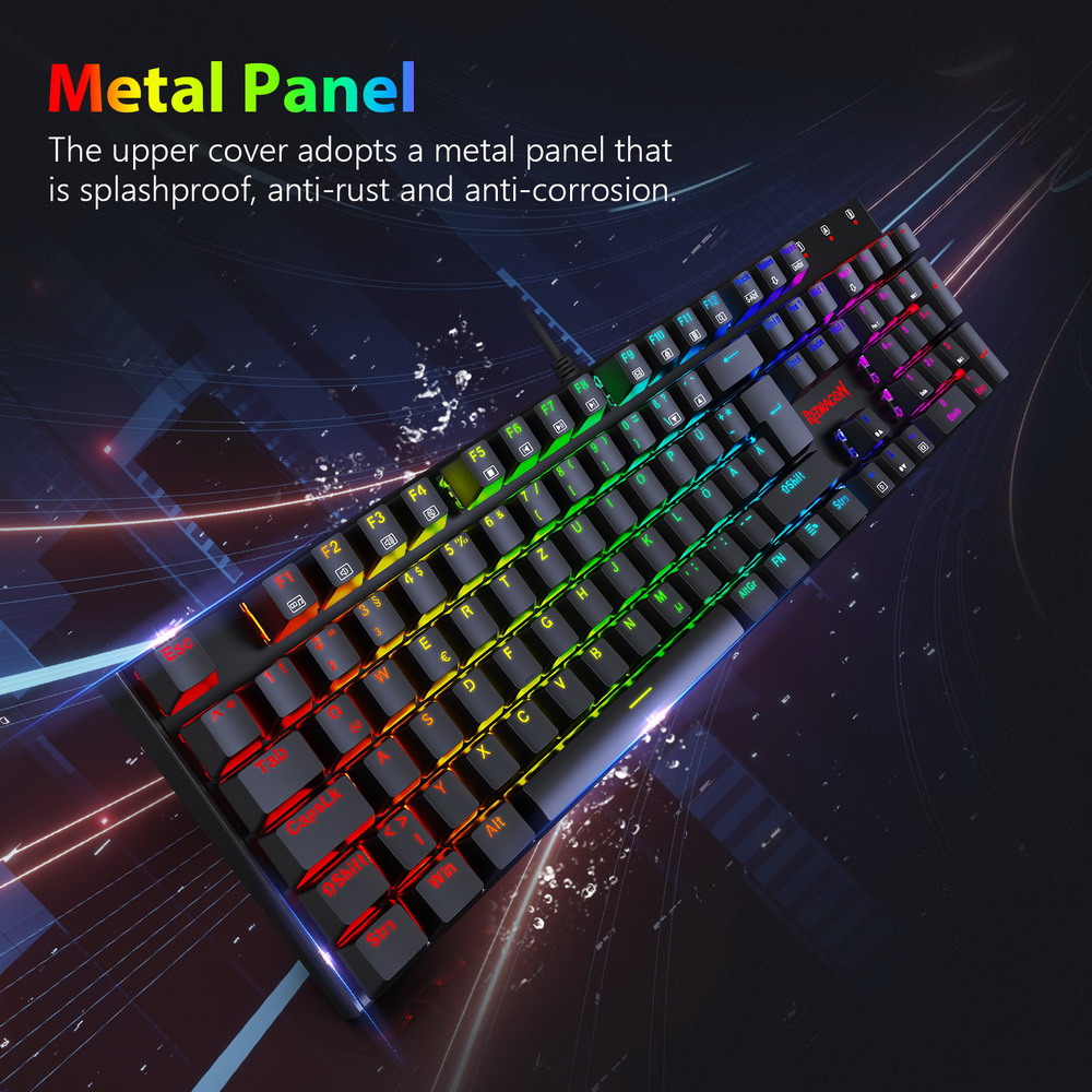 Redragon 105-Key Mechanical Keyboard RGB Backlit German Layout