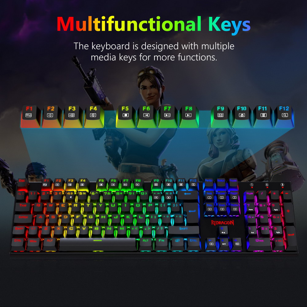 Redragon 105-Key Mechanical Keyboard RGB Backlit UK layout