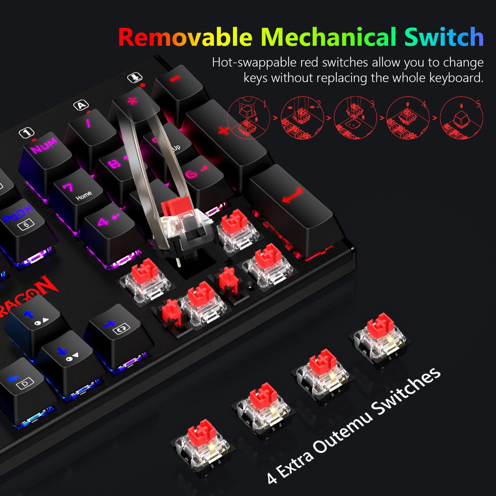 Redragon 105-Key Mechanical Keyboard RGB Backlit UK layout