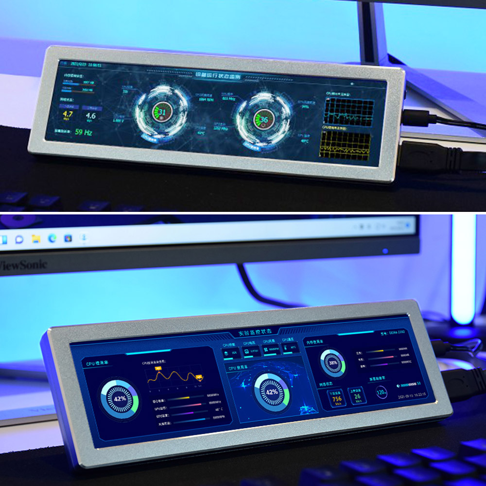 Waveshare 8.8inch IPS Side Monitor for Raspberry Pi 4B/3B+/3A+/ Zero 2 ...