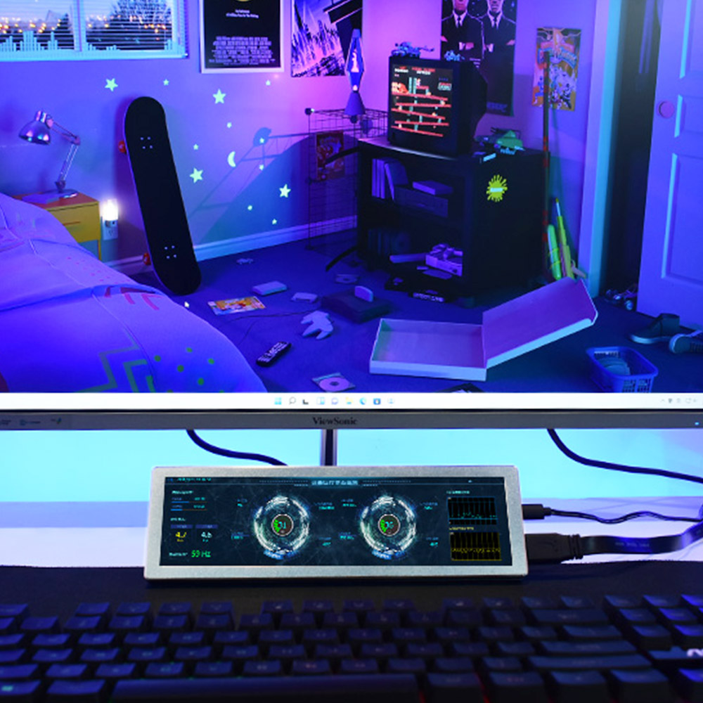 Waveshare 8.8inch IPS Side Monitor for Raspberry Pi 4B/3B+/3A+/ Zero 2 ...