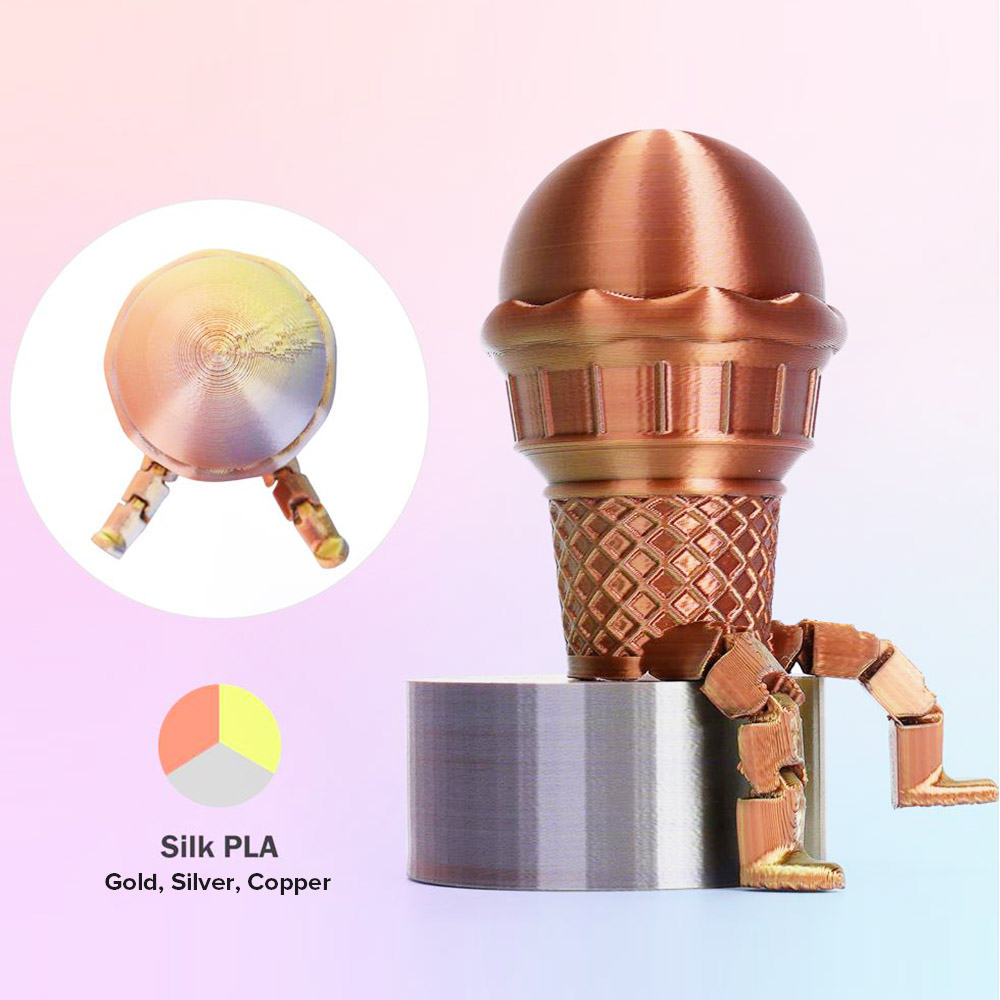 ERYONE Triple-Color Silk PLA Filament 1kg Gold+Silver+Copper | Europe