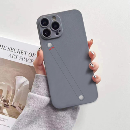 Solid Color Finger Strap Phone Case Grey
