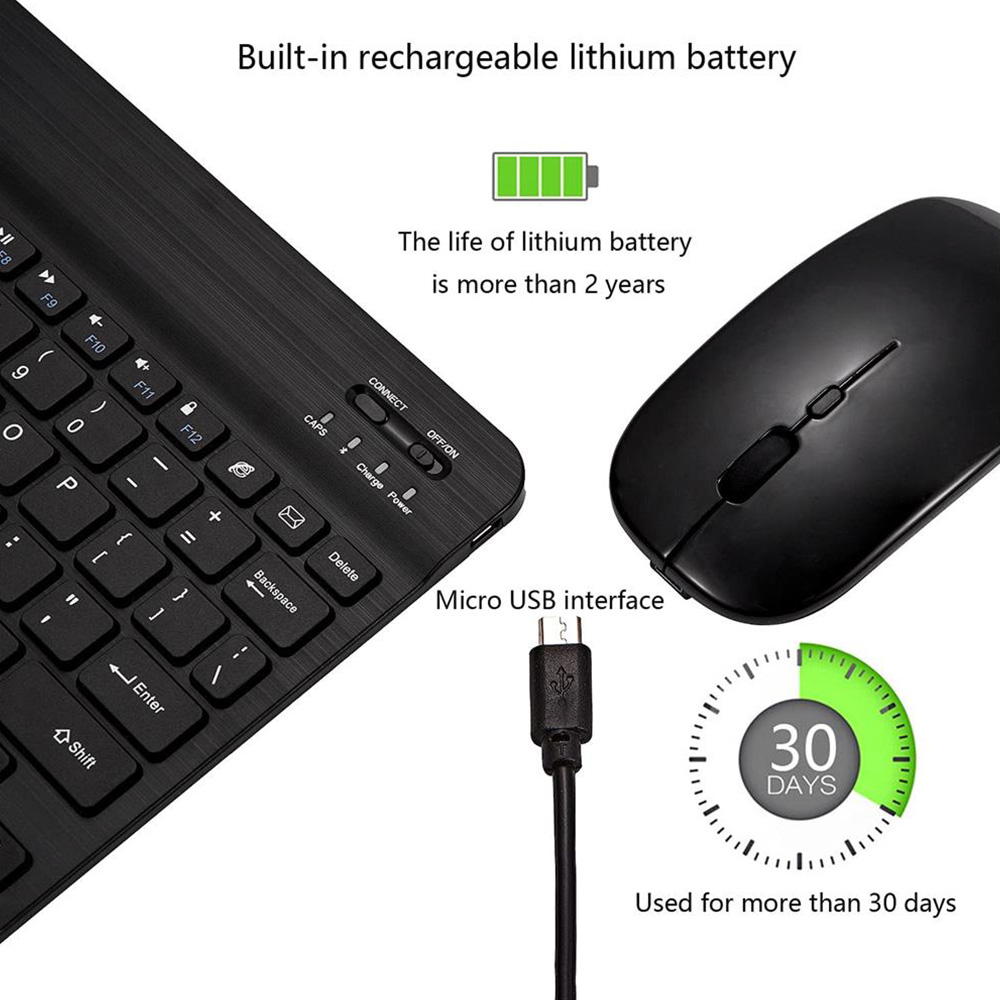 Ultra-Slim Bluetooth Keyboard and Mouse Combo Rechargeable Black