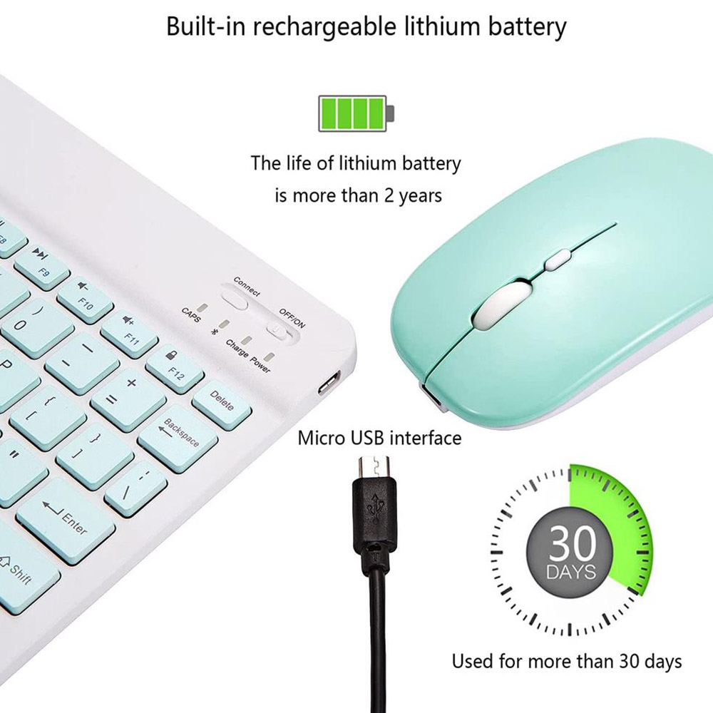 Ultra-Slim Bluetooth Keyboard and Mouse Combo Rechargeable Blue