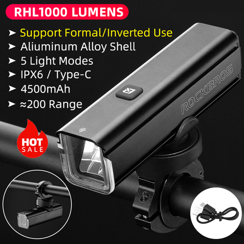 ROCKBROS Bicycle Light 1000 Lumen 4500mAh Bike Headlight