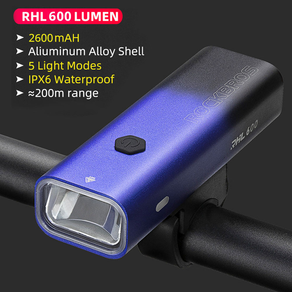ROCKBROS Bicycle Light 600 Lumen 2600mAh Bike Headlight