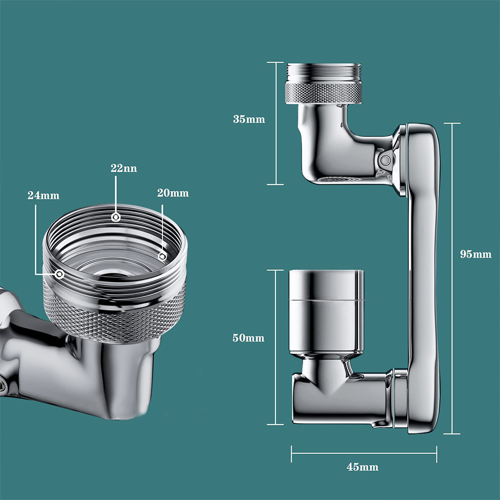 1080-degree Rotating Faucet Splash Head Double Water Outlets