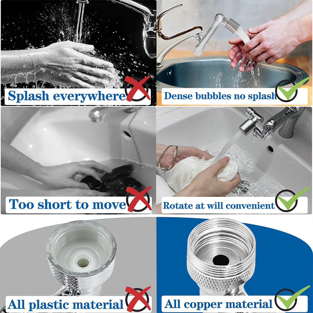 1080-degree Rotating Mechanical Arm Universal Faucet Splash Head