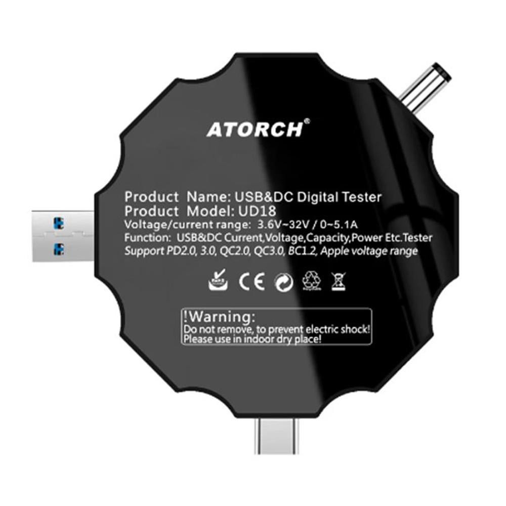 ATORCH UD18 Mobile Phone Charging Detector Black