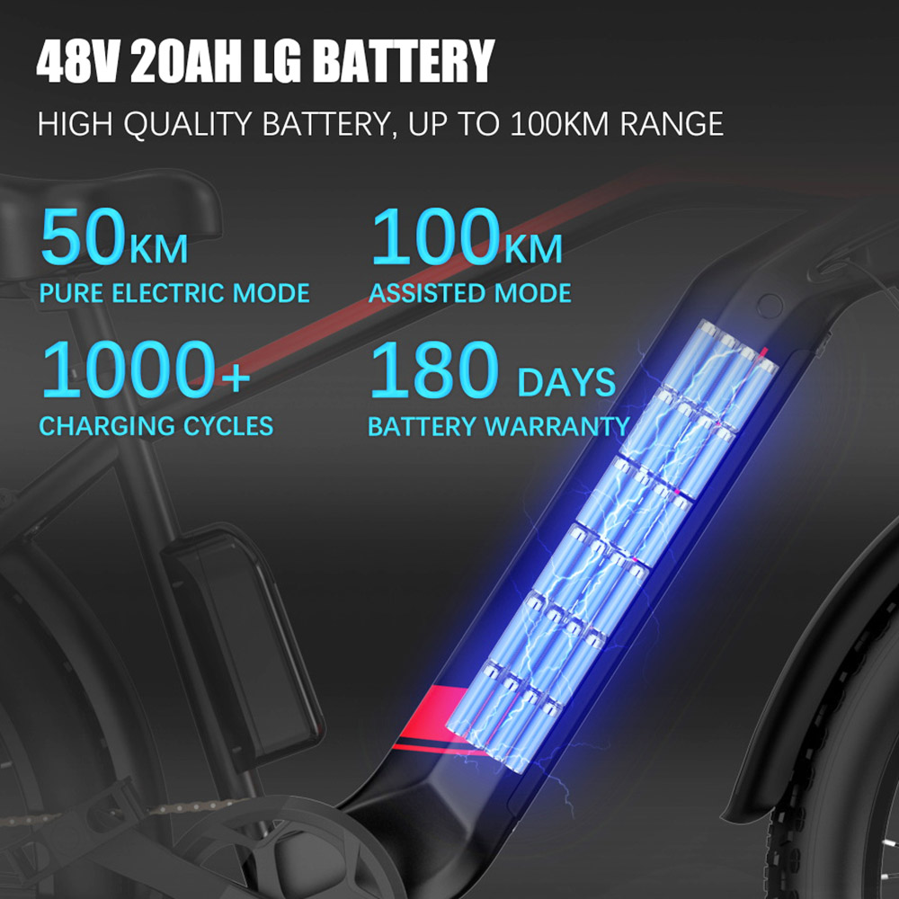 DUOTTS F26 Electric Bike 26 Inch 55Km/h 20Ah 750W*2 Dual Motors Black