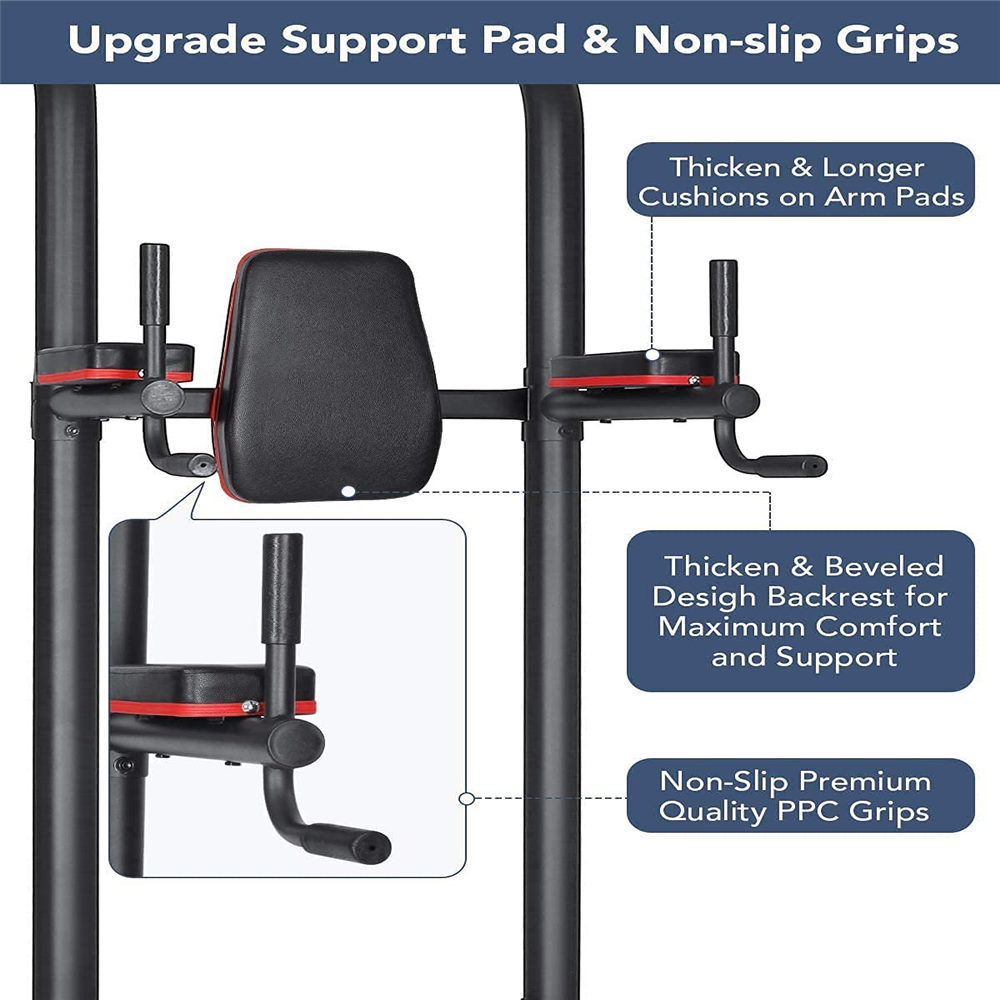Weight Bench GYMAX Power Tower Dip Station - 135kg Capacity Pull Up ...