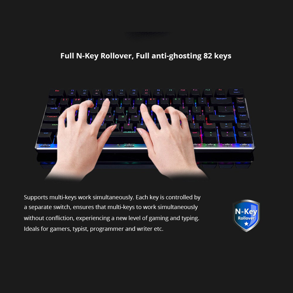 Ajazz AK33 Ergonomic Mechanical Keyboard Black