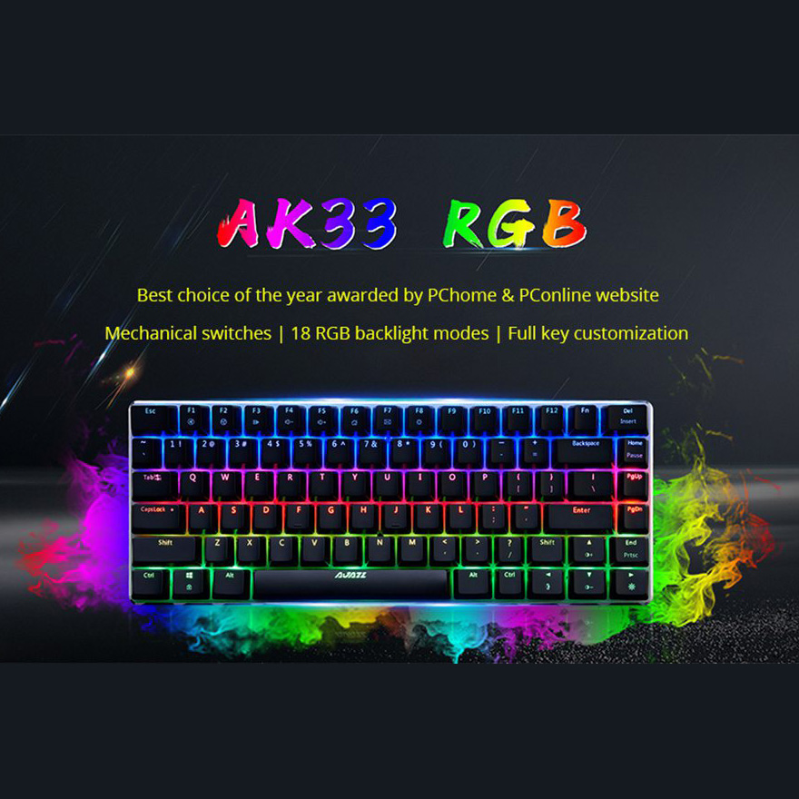 Ajazz AK33 Ergonomic Mechanical Keyboard Black