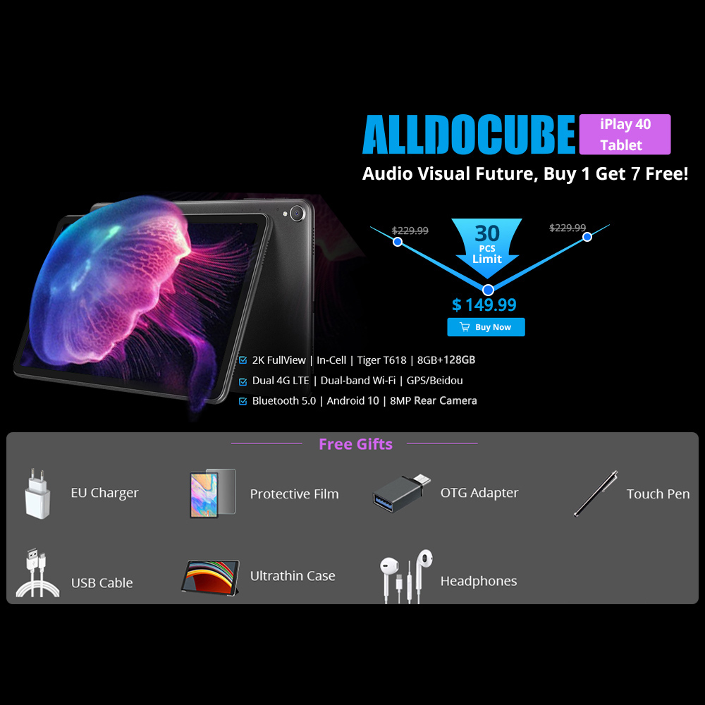 ALLDOCUBE iPlay 40 UNISOC Tiger T618 LTE Tablet without Keyboard