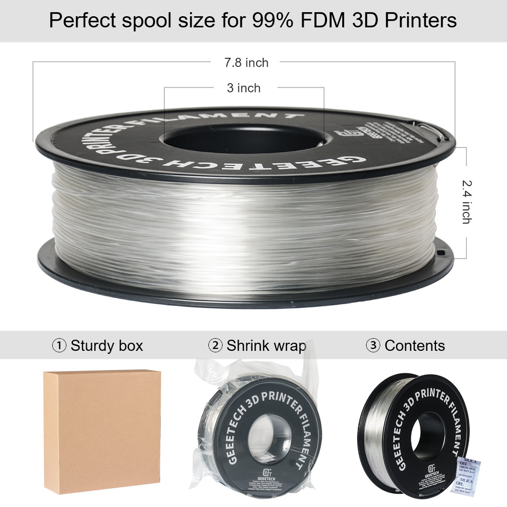 Geeetech PLA Filament for 3D Printer Transparent