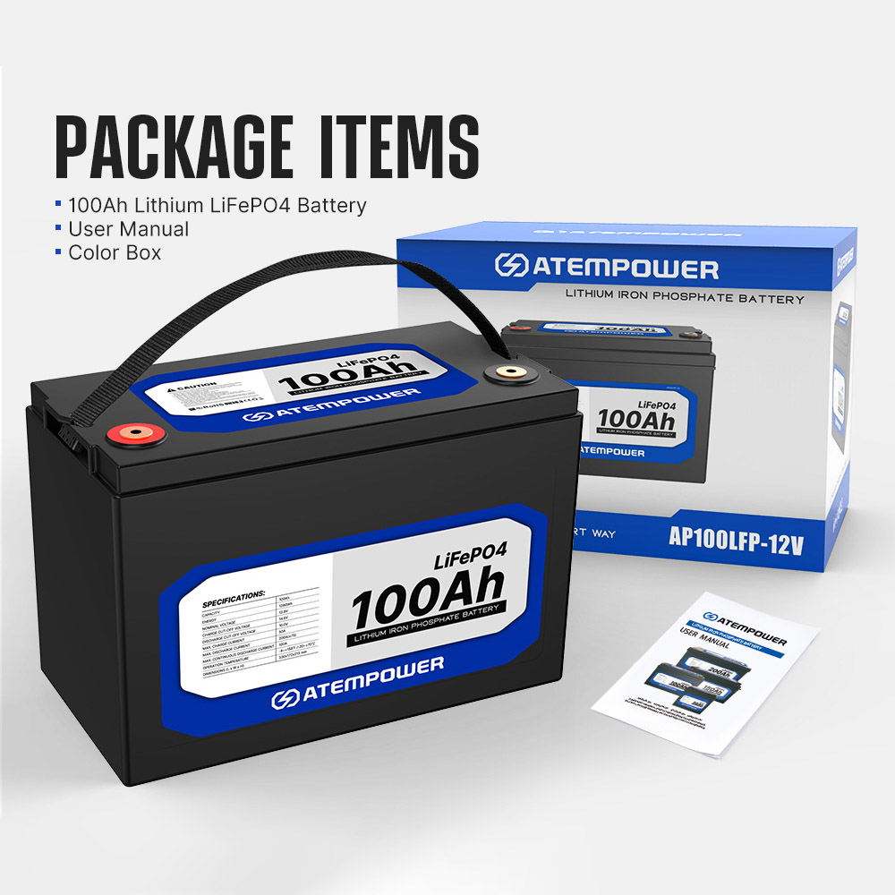 ATEM POWER 12V 100Ah Lifepo4 Battery