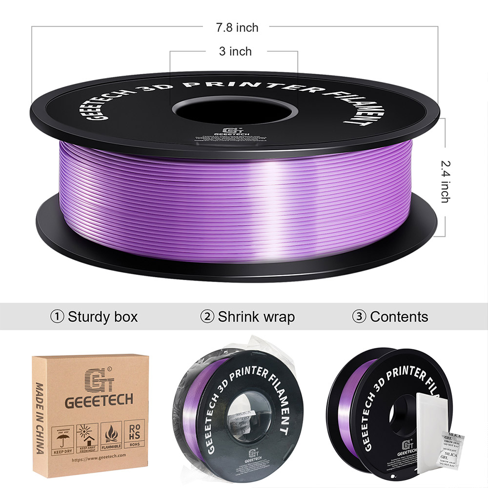Geeetech Silk PLA Filament for 3D Printer Purple