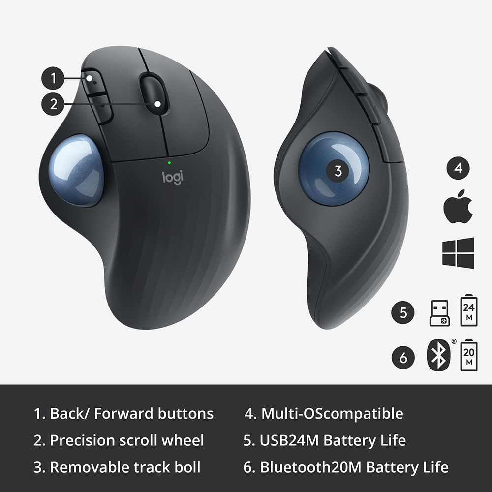 Logitech M575 Wireless Trackball Mouse Black