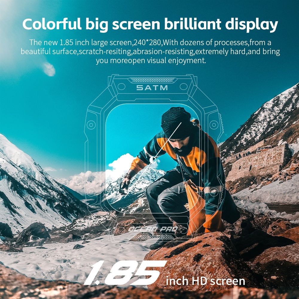 LOKMAT OCEAN PRO Smartwatch 1.85 inch Full Touch Screen Black