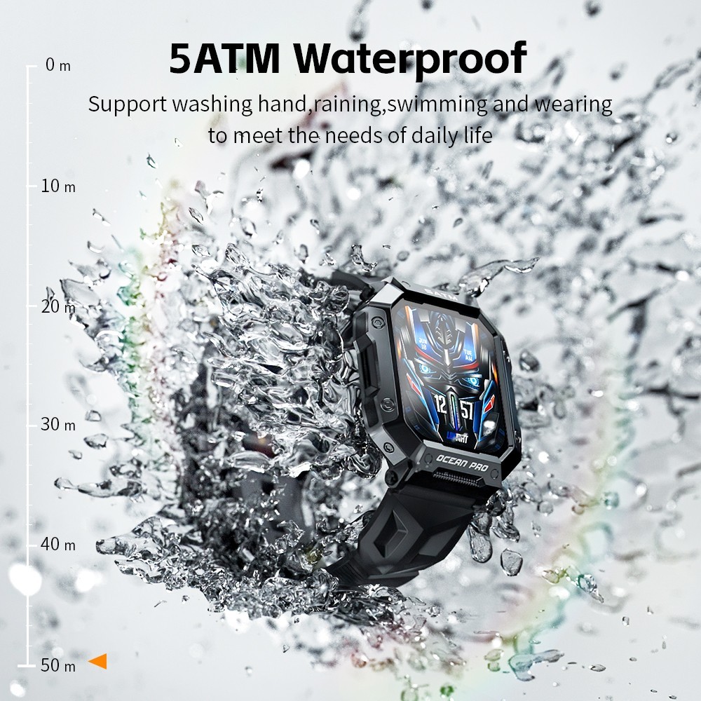 LOKMAT OCEAN PRO Smartwatch 1.85 inch Full Touch Screen Black