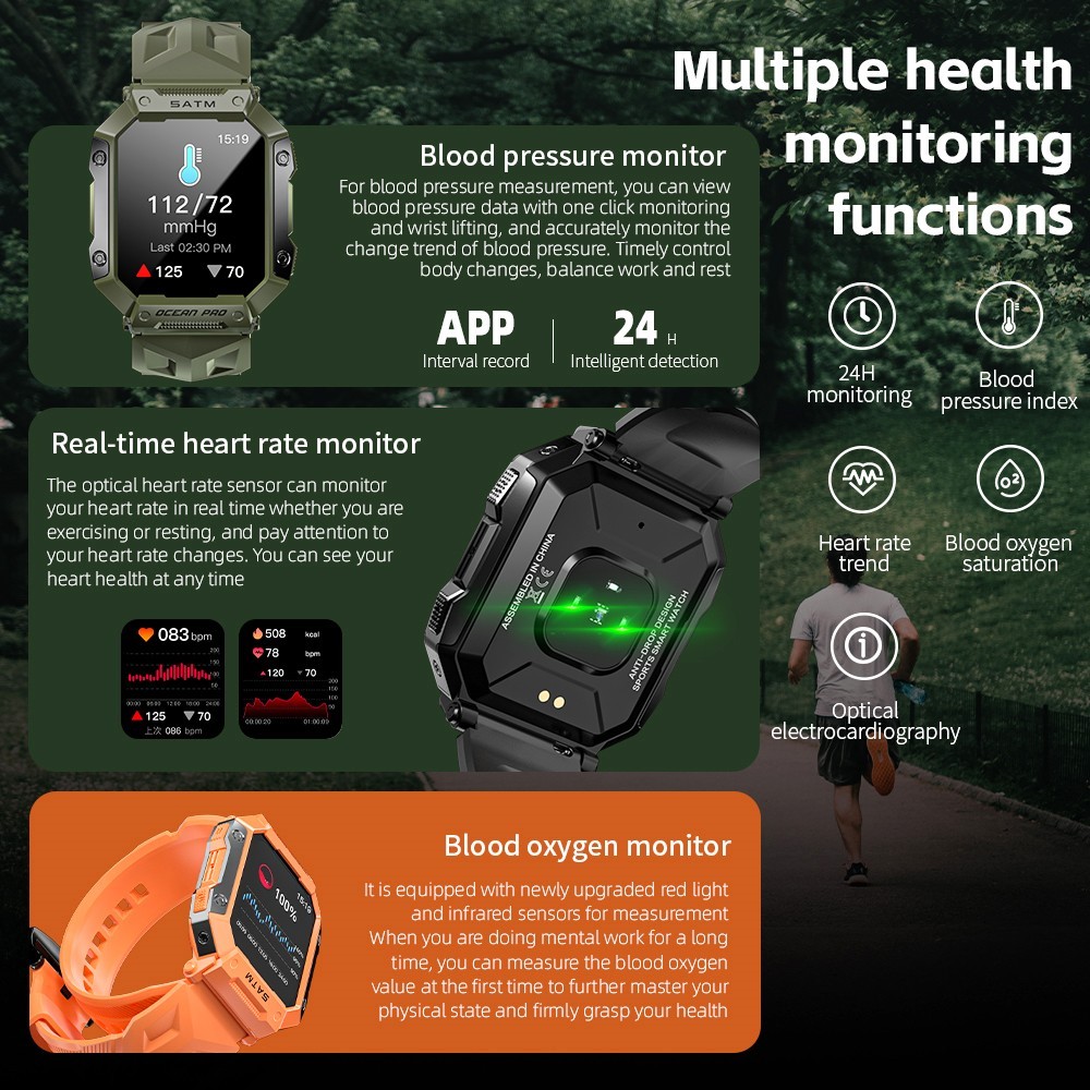 LOKMAT OCEAN PRO Smartwatch 1.85 inch Full Touch Screen Black