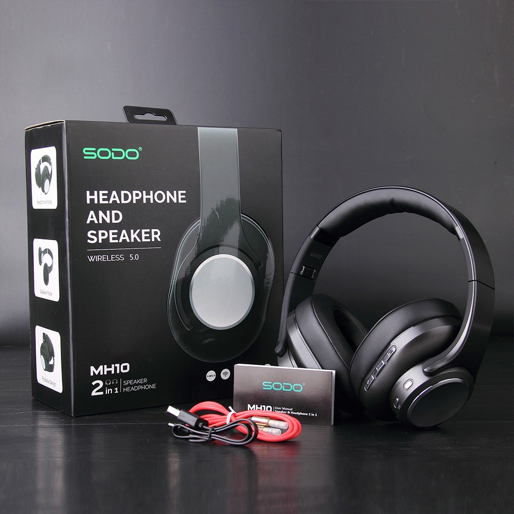 SODO MH10 2-in-1 Wireless Bluetooth On-Ear Headphone & Speaker Black
