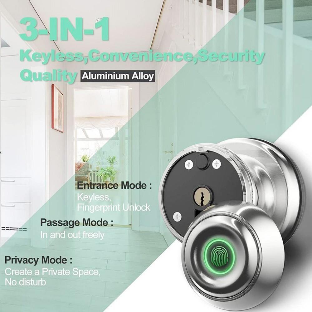 Geek Chef GeekTale K01-05 Smart Fingerprint Door Knob Silver