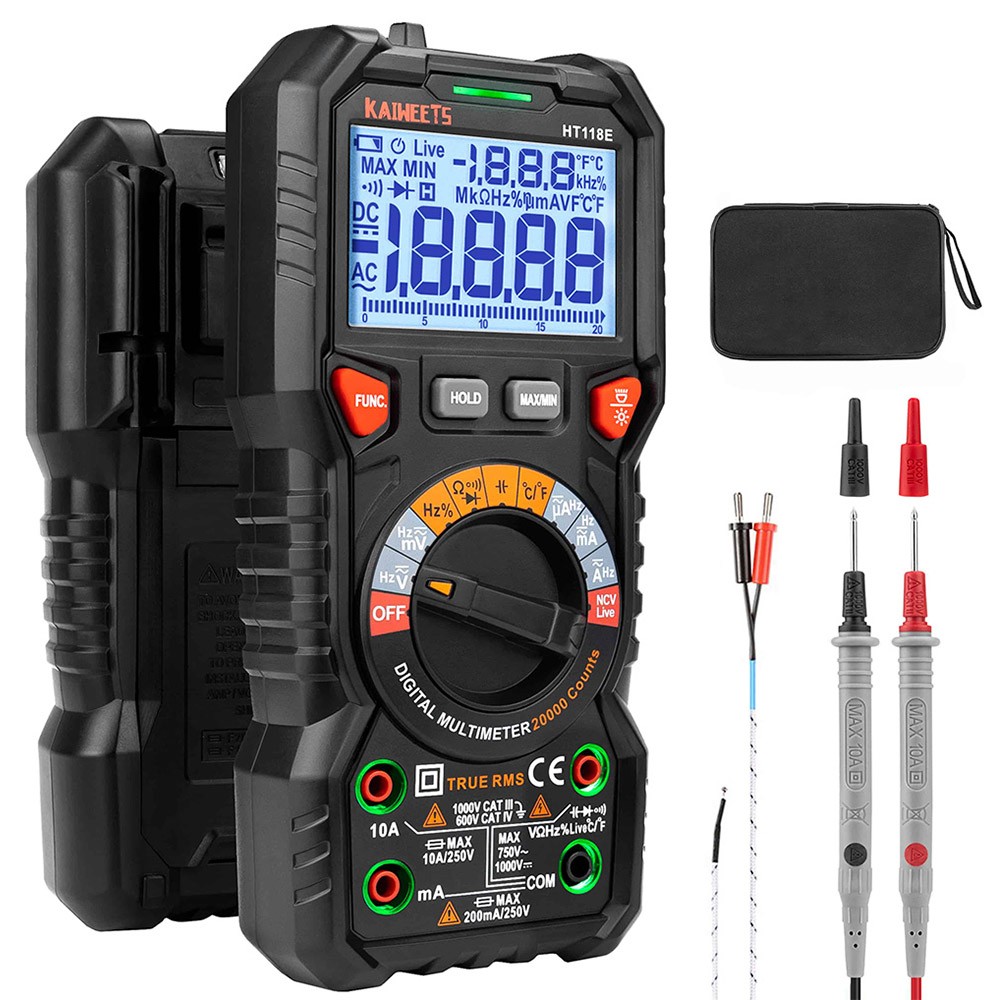 KAIWEETS HT118E Digital AC/DC Multimeter Black