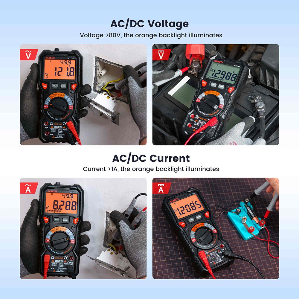 KAIWEETS HT118E Digital AC/DC Multimeter Black