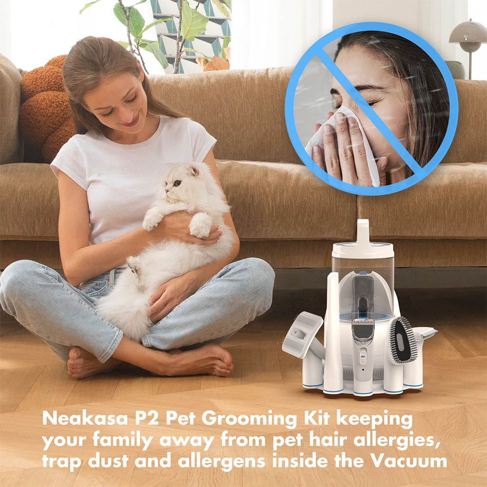 Neakasa P2 Pro Dog Clipper with Pet Hair Vacuum Cleaner Blue and White