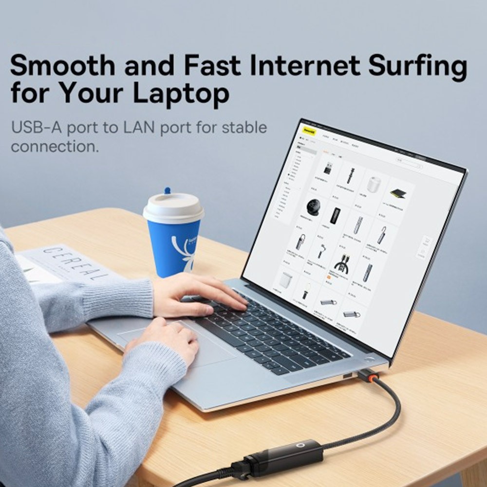 Baseus USB Ethernet Adapter USB-A 1000Mbps to RJ45 LAN Port
