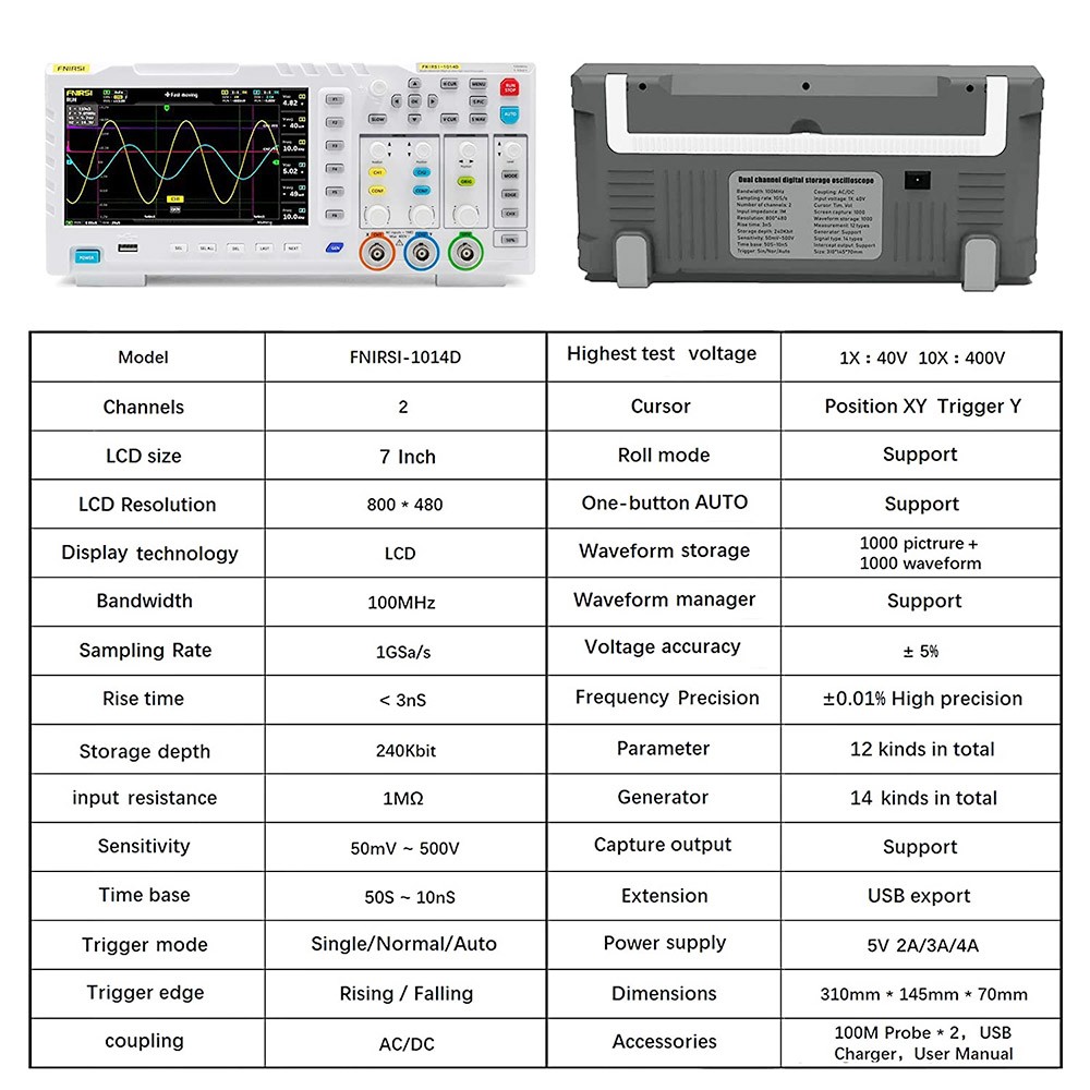 FNIRSI 1014D 2 in 1 Digital Oscilloscope 2 Channels