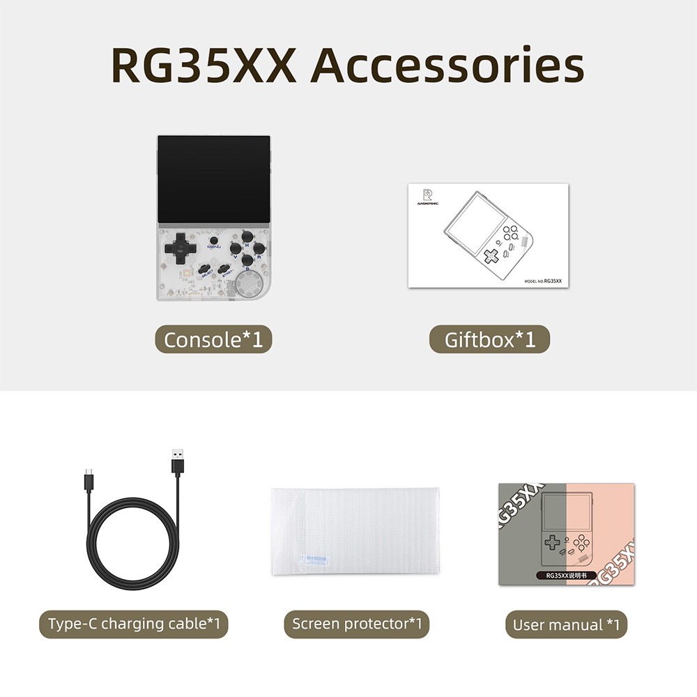ANBERNIC RG35XX Retro Game Console 64GB +128GB Grey