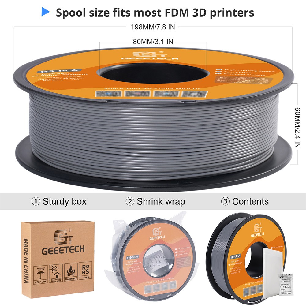 Geeetech HS PLA Filament Grey