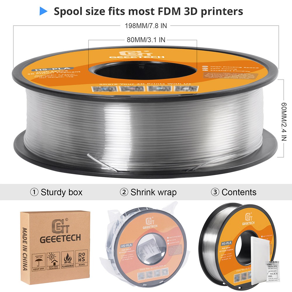 Geeetech HS PLA Filament Transparent