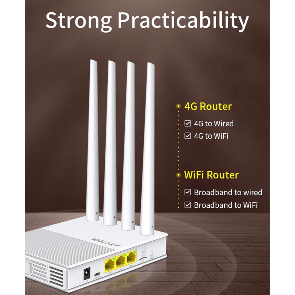 WiFiSKY R642 300M High Power Wireless Router 4G to Wireless WiFi EU