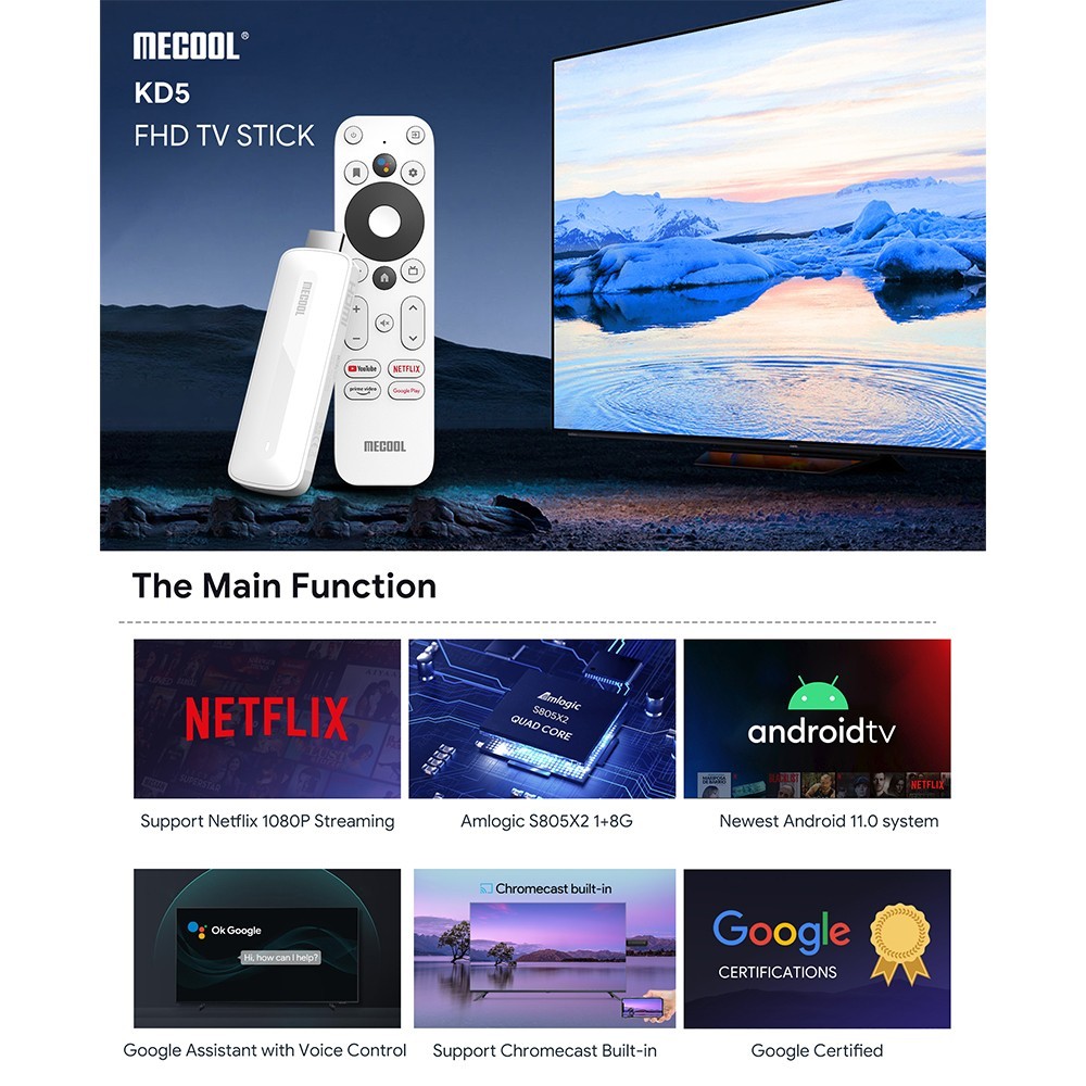 MECOOL KD5 TV Stick for Android 11 TV Version