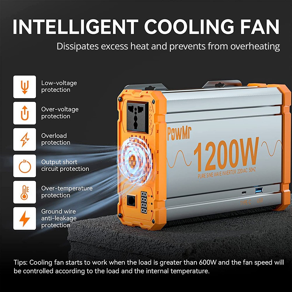 PowMr 1200W 12V Solar Inverter