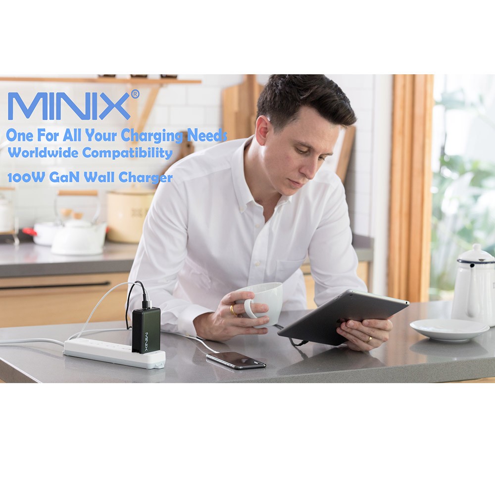 MINIX P2 100W GaN Quick Charger with 2* USB-A + 2*USB-C Ports