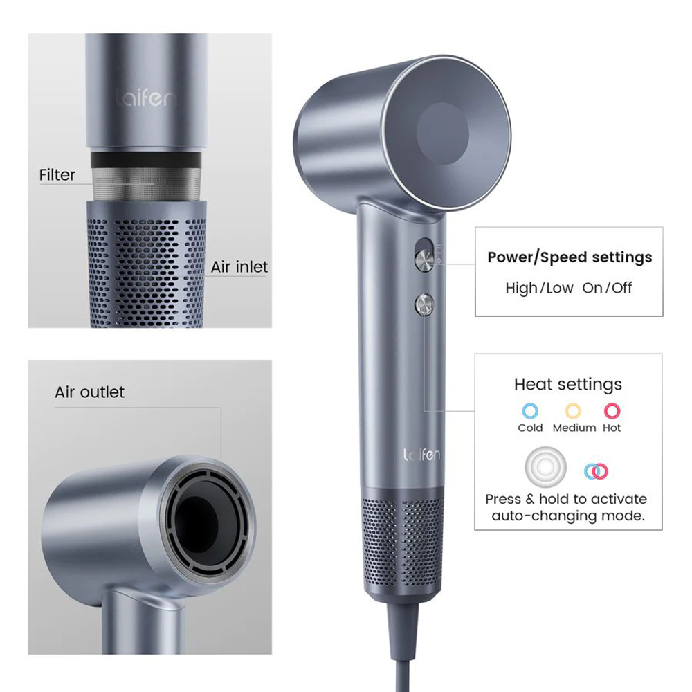 Laifen Swift Special 1600W High Speed Hair Dryer Silver