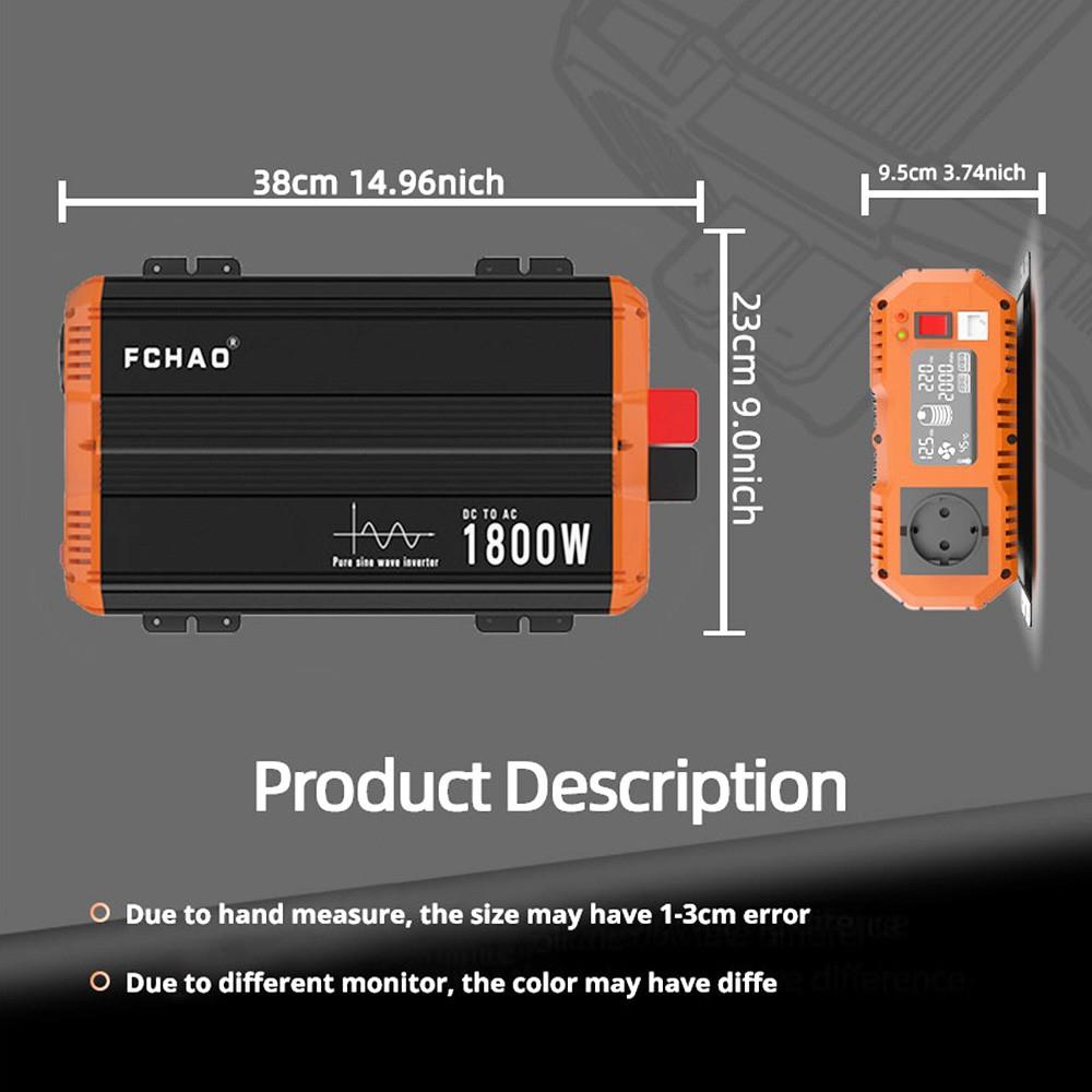 FCHAO 1800W Pure Sine Wave Inverter 12V