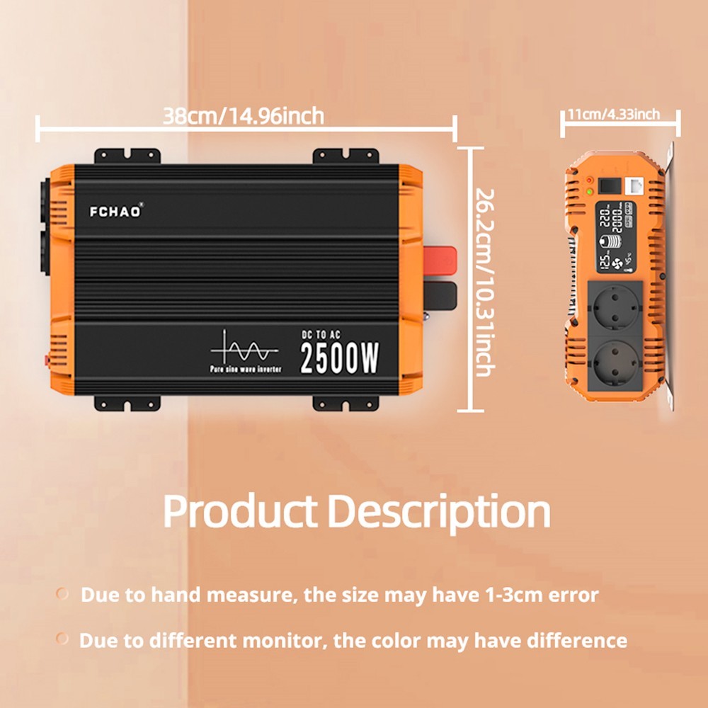 FCHAO 2500W Pure Sine Wave Inverter 12V