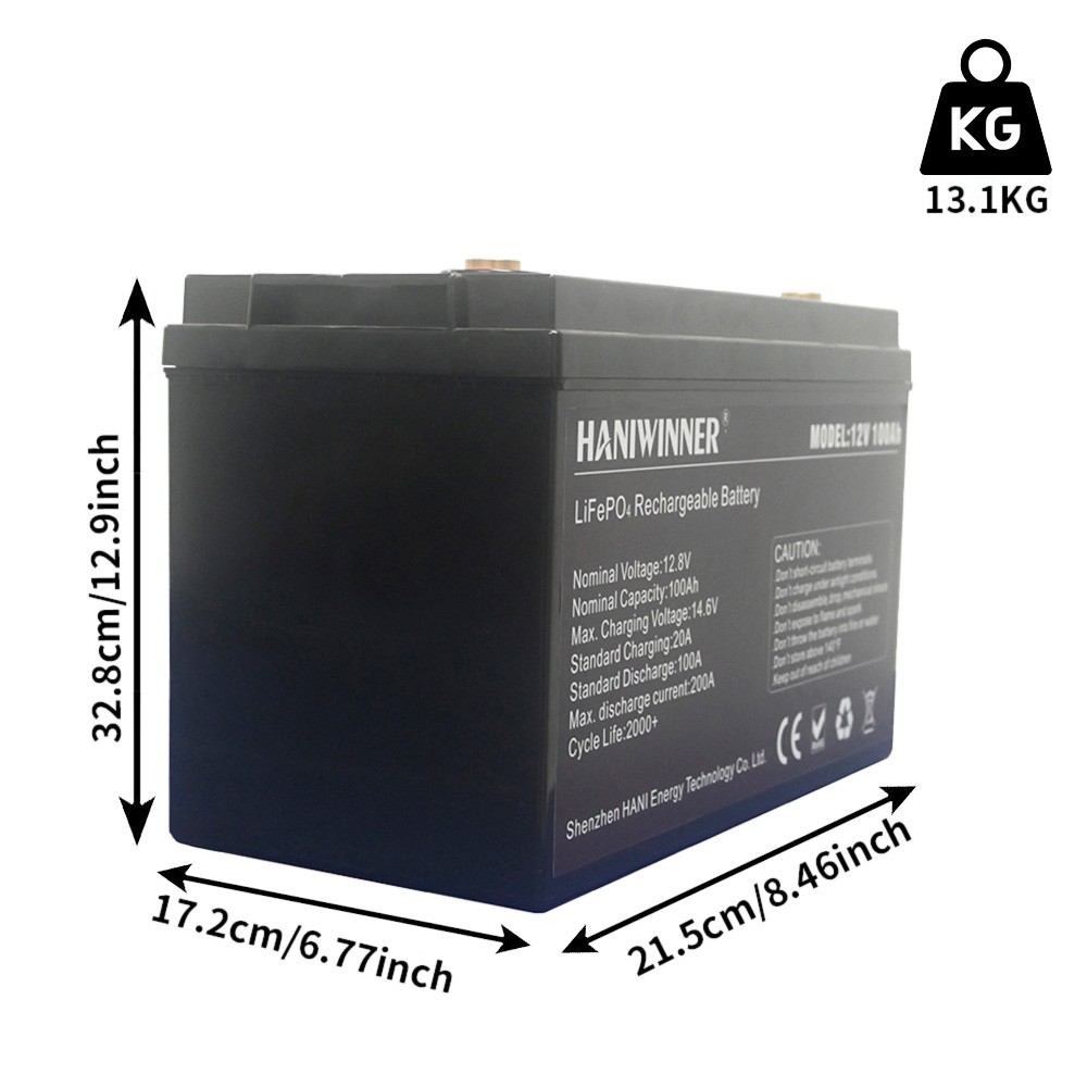 HANIWINNER HD009-10 12.8V 100Ah LiFePO4 Lithium Battery Pack