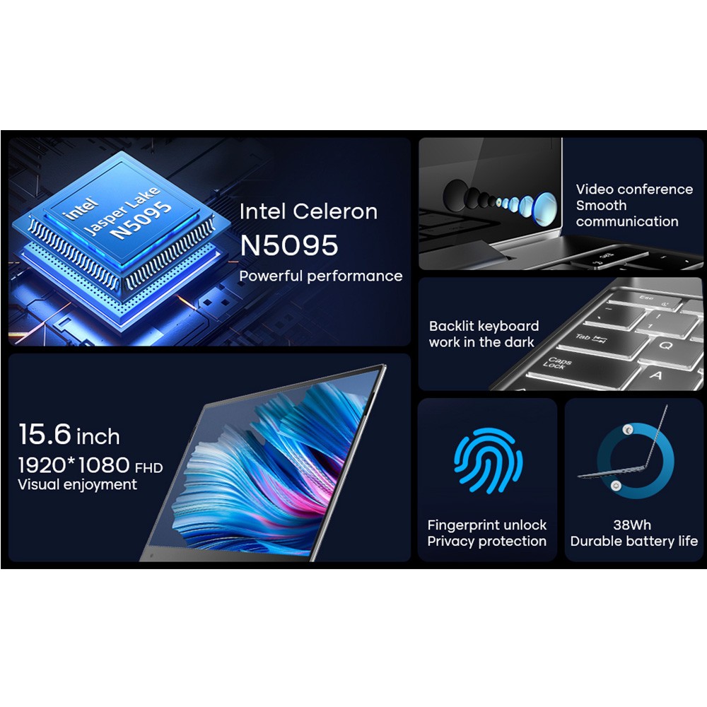 DERE M12 15.6'' Laptop Intel Celeron N5095 16GB 512GB Silver